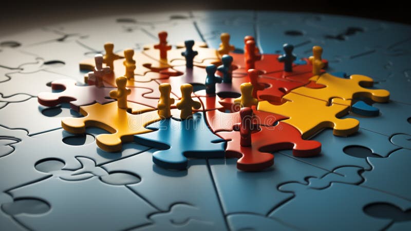 Jigsaw Puzzles, Unity and Teamwork Stock Illustration - Illustration of ...