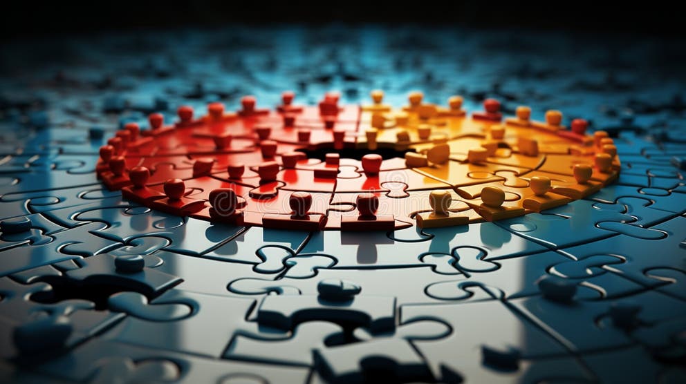 Jigsaw Puzzles, Unity and Teamwork Stock Illustration - Illustration of ...