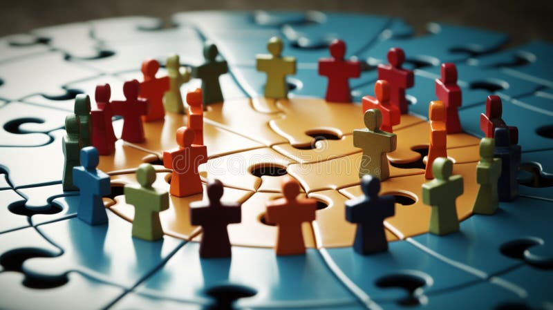 Jigsaw Puzzles, Unity and Teamwork Stock Illustration - Illustration of ...