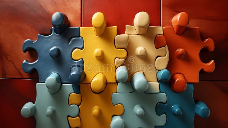 Jigsaw Puzzles, Unity and Teamwork Stock Illustration - Illustration of ...