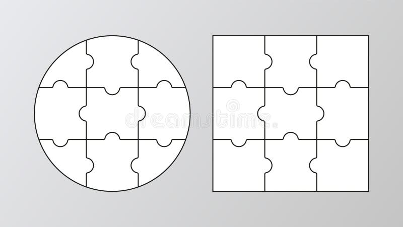 Jigsaw Square Grids Set. Puzzle Pieces Scheme for Thinking Game Stock ...