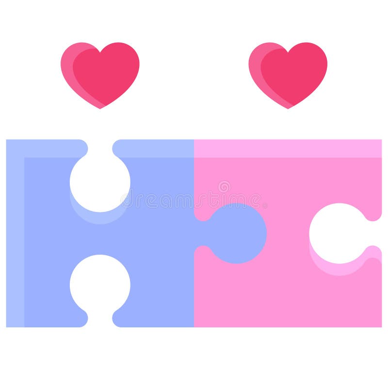Jigzaw Puzzle Icon, Love and Heart Vector Stock Vector - Illustration ...