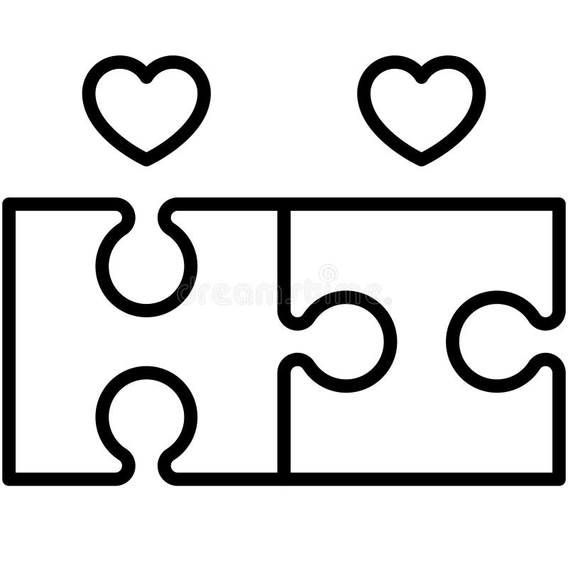 Jigzaw Puzzle Icon, Love and Heart Vector Stock Vector - Illustration ...
