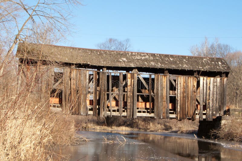 Jim McClellan Covered Bridge in Winter Stock Image - Image of ...