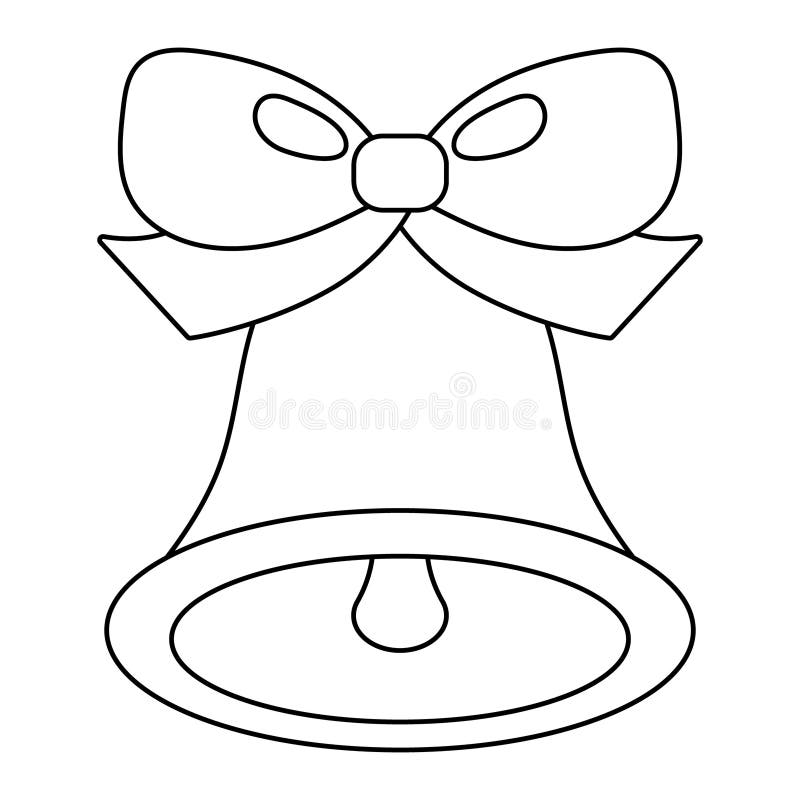 Jingle Bell, Outline Drawing. Linear Icon, Vector Illustration. Stock ...