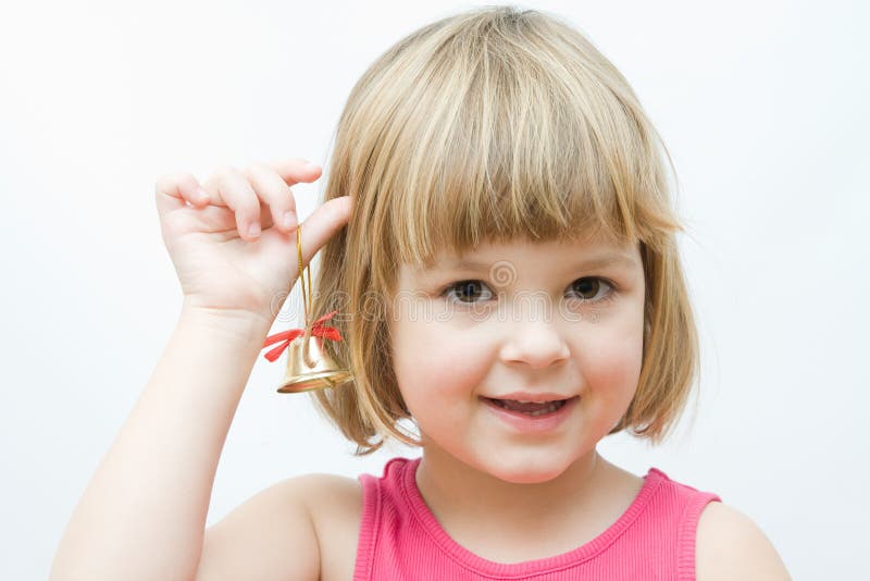 Little Girl Playing Music Jingle Bell Stock Photos - Free & Royalty ...