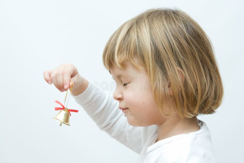 Little Girl Playing Music Jingle Bell Stock Photos - Free & Royalty ...