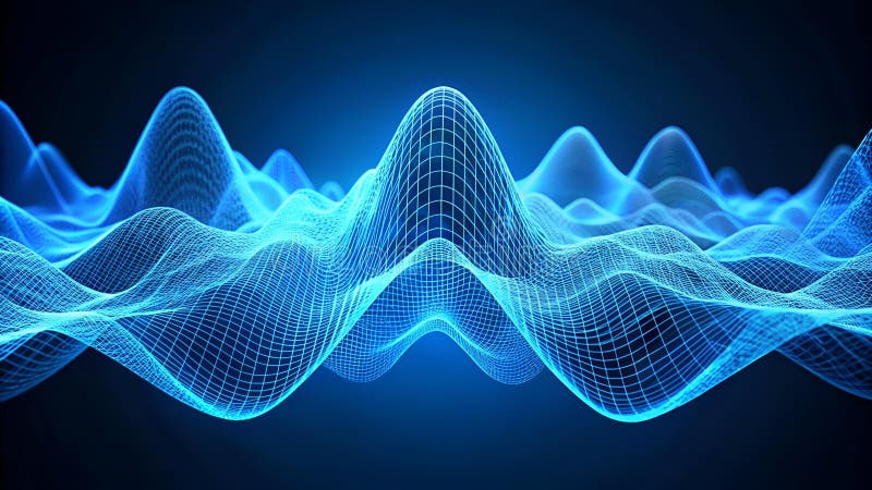 Jitter, Noise, Ripple, Vibration, Waveform Abstract Blue 3d Mesh or ...