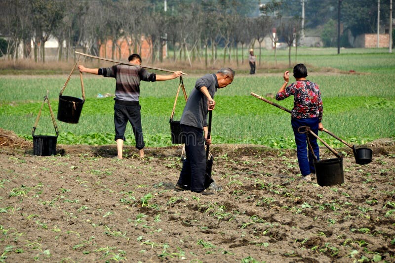 Jiu Chi Town, China: Farmers in Field Editorial Image - Image of farm ...