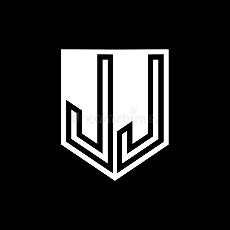 JJ Logo Monogram Shield Geometric Black Line Inside White Shield Color ...