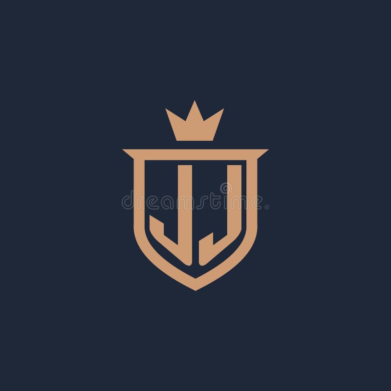 JJ Monogram Initial Logo with Shield and Crown Style Stock Vector ...