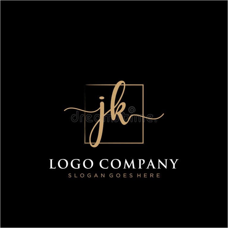 JK Initial Handwriting Logo with Rectangle Template Vector Stock Vector ...