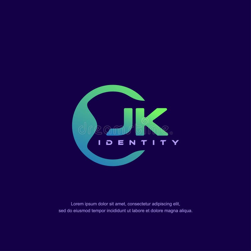 JK Initial Letter Circular Line Logo Template Vector with Gradient ...