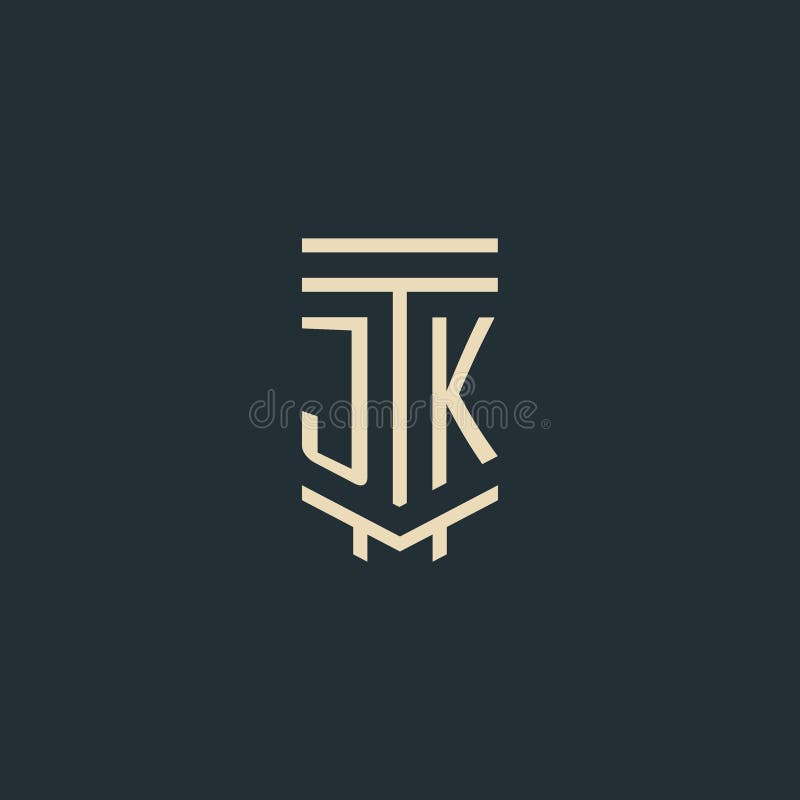 JK Initial Monogram with Simple Line Art Pillar Logo Designs Stock ...