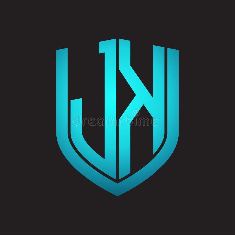 JK Logo Monogram with Emblem Shield Design Isolated with Blue Colors on ...