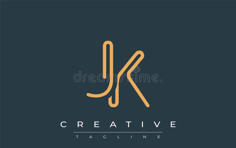 JK Minimalistic Line Art Logo Design with Abstract Lettering Stock ...