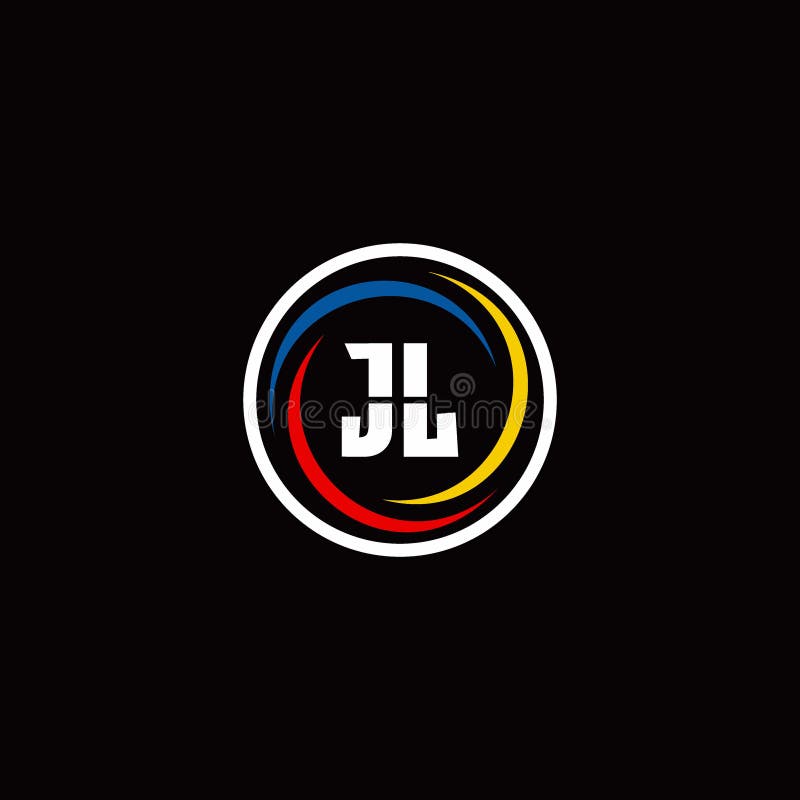 JL Monogram Logo Isolated on Circle Shape with 3 Slash Colors Rounded ...