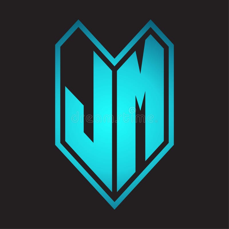 JM Logo Monogram with Emblem Line Style Isolated on Blue Gradient ...