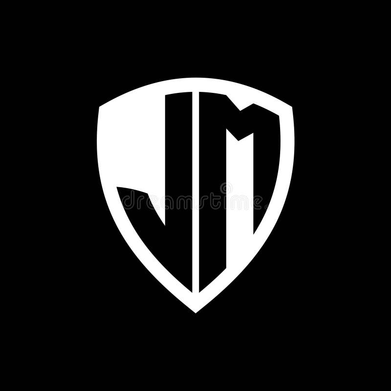 JM Monogram Logo with Bold Letters Shield Shape with Black and White ...