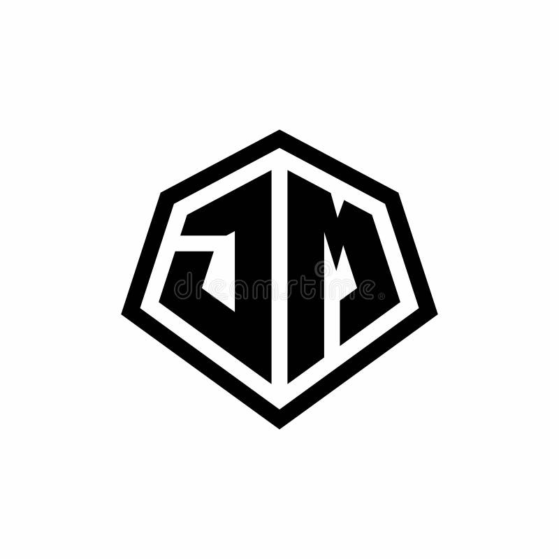 JM Monogram Logo with Hexagon Shape and Line Rounded Style Design ...