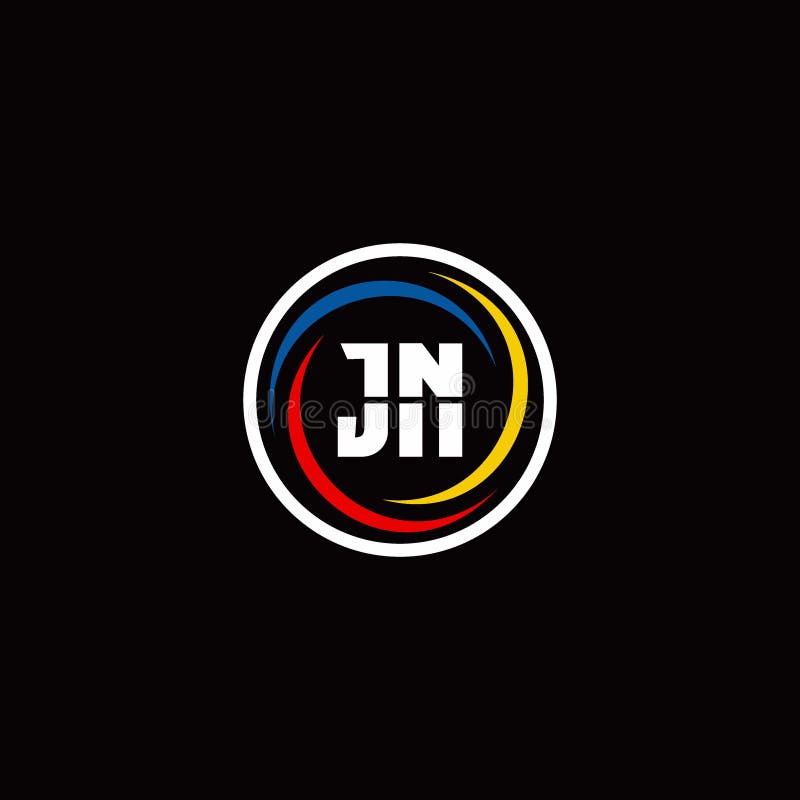 JN Monogram Logo Isolated on Circle Shape with 3 Slash Colors Rounded ...