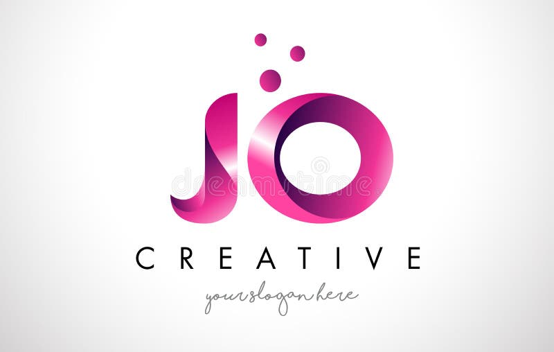JO Letter Logo Design with Purple Colors and Dots Stock Vector ...