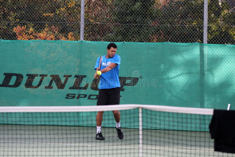 Jo-Wilfried Tsonga during a Practice Session Editorial Photo - Image of cyprien, saint: 7459721