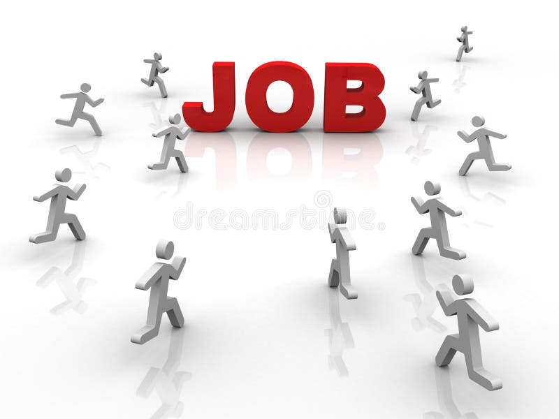 Team of People Carrying the Word JOBS Stock Illustration - Illustration ...