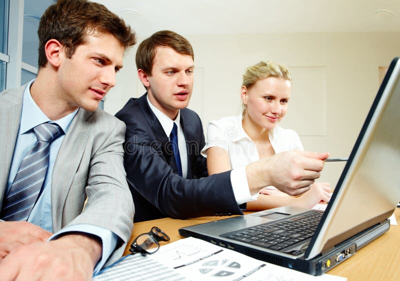 Three Men in Business Meeting Stock Image - Image of businessmen ...