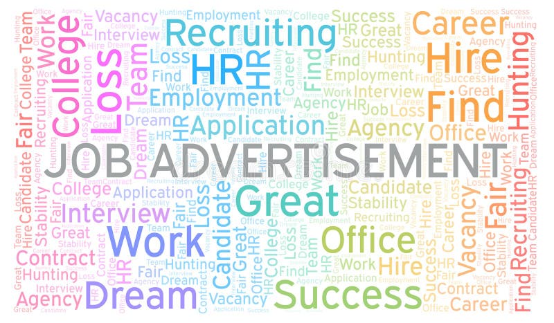 Job Advertisement Word Cloud. Stock Illustration - Illustration of ...