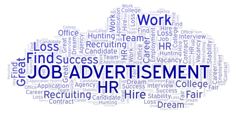 Job Advertisement Word Cloud. Stock Illustration - Illustration of ...