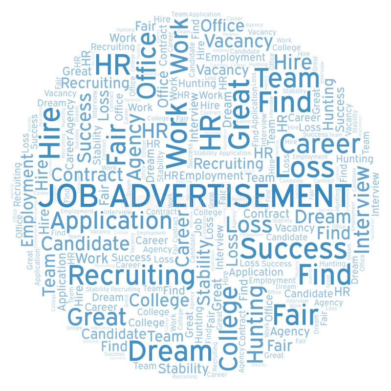 Job Advertisement Word Cloud. Stock Illustration - Illustration of ...