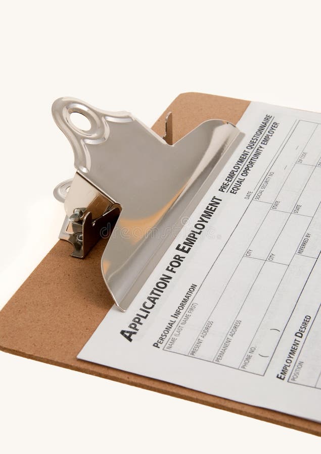 Job Appication Form stock photo. Image of clipboard, employment - 21817608