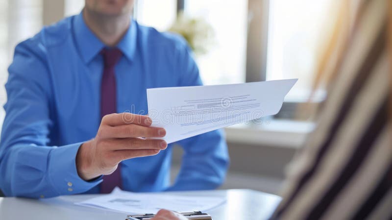 A Job Applicant Handing Their CV To a Recruiter during a Job Stock ...
