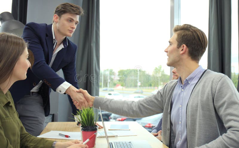 Job Applicant Having Interview. Handshake while Job Interviewing. Stock ...