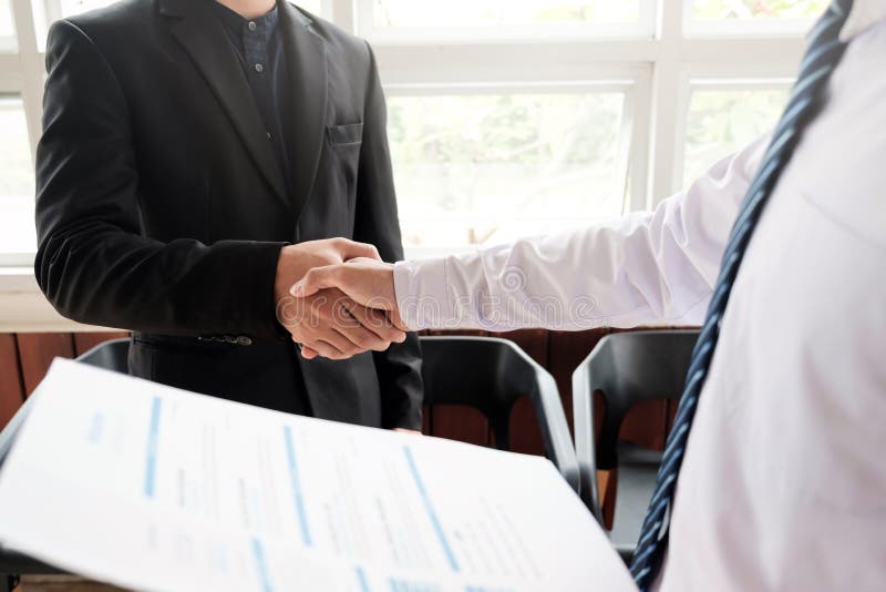 Job Applicant Having Interview. Handshake Success Job Interviewing ...