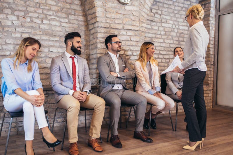 Job Applicants Having Interview Stock Image - Image of attractive ...