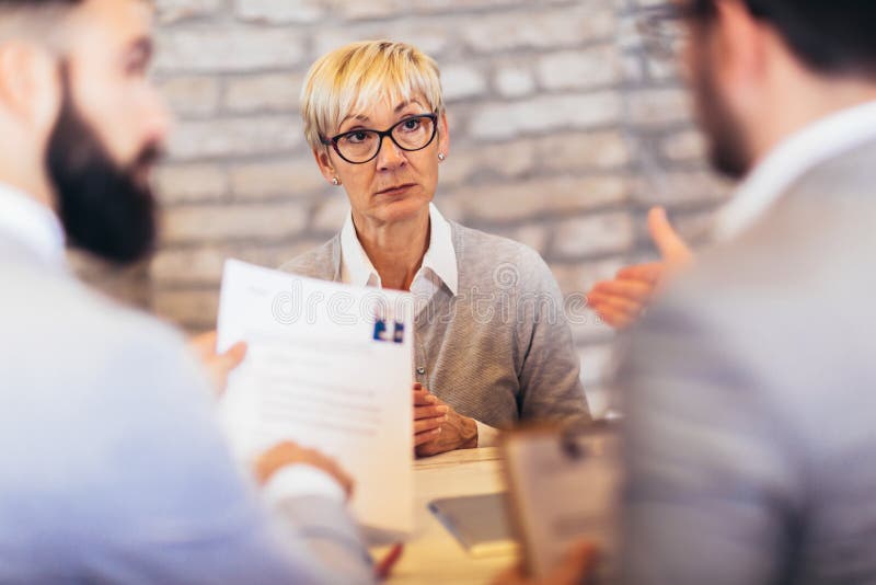 Job Applicants Having Interview Stock Image - Image of corporate, male ...