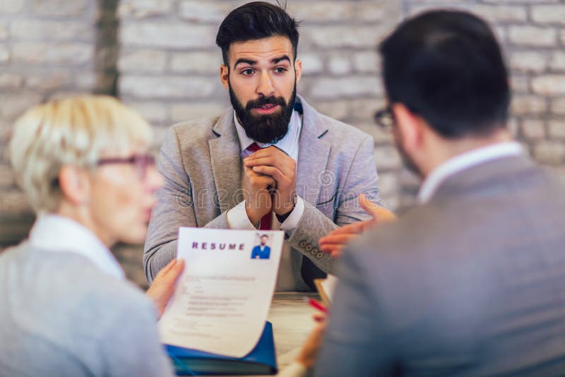 Job Applicants Having Interview in Office Stock Image - Image of ...