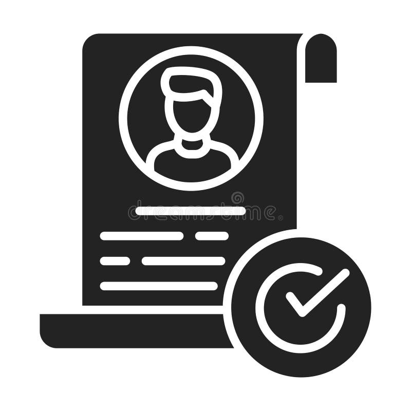 Job Application Black Glyph Icon. Approved Candidate Concept. Document ...