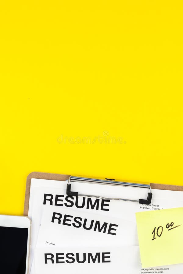 Job Application Flat Lay on Yellow Background Stock Image - Image of ...