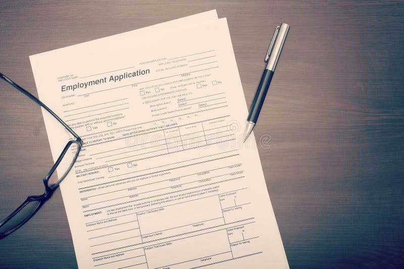 Job Application Form on Desk Stock Image - Image of colour, form: 58717091