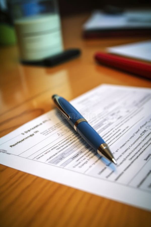 Job Application Form and Pen on a Table Stock Illustration ...
