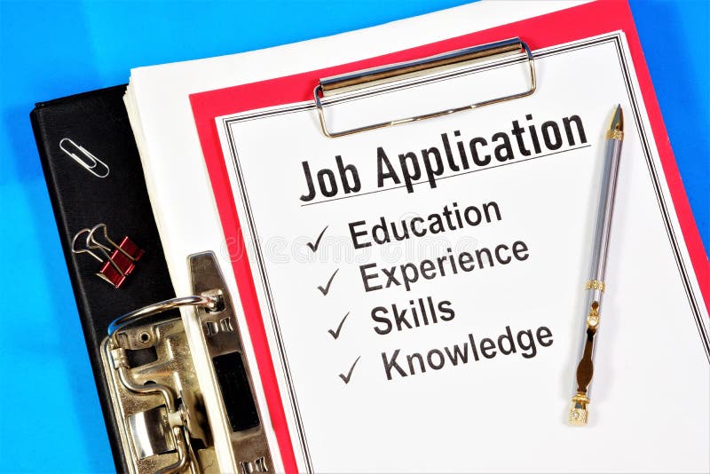 A Job Application. the Text Label in the Job Applicant`s Document Stock ...