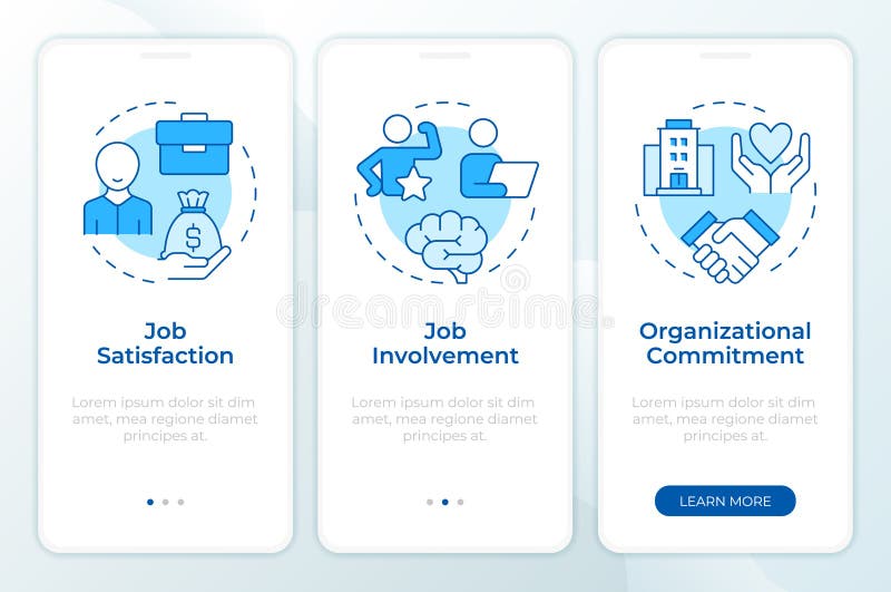 Job Attitude Types Blue Onboarding Mobile App Screen Stock Illustration ...