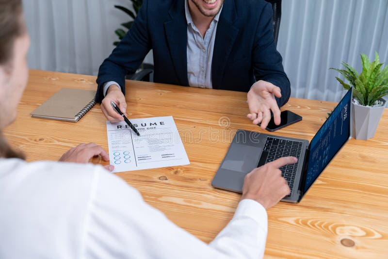 Job Candidate Engaging Conversation with Interviewer during Job ...