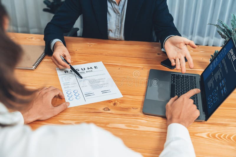 Job Candidate Engaging Conversation with Interviewer during Job ...