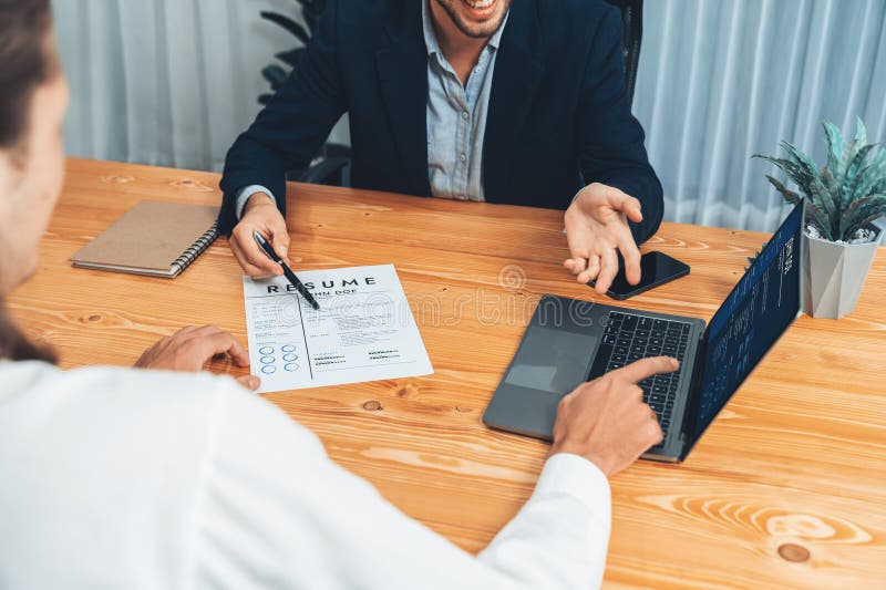 Job Candidate Engaging Conversation with Interviewer during Job ...