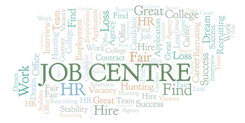 Job Centre word cloud. stock illustration. Illustration of greeting ...