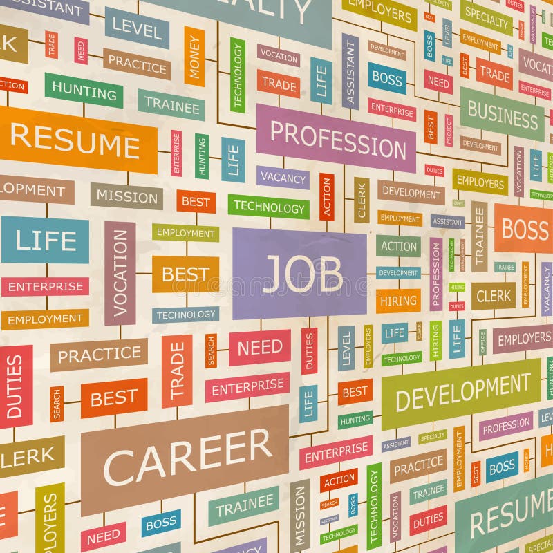 Job word cloud stock illustration. Illustration of hunt - 10978130